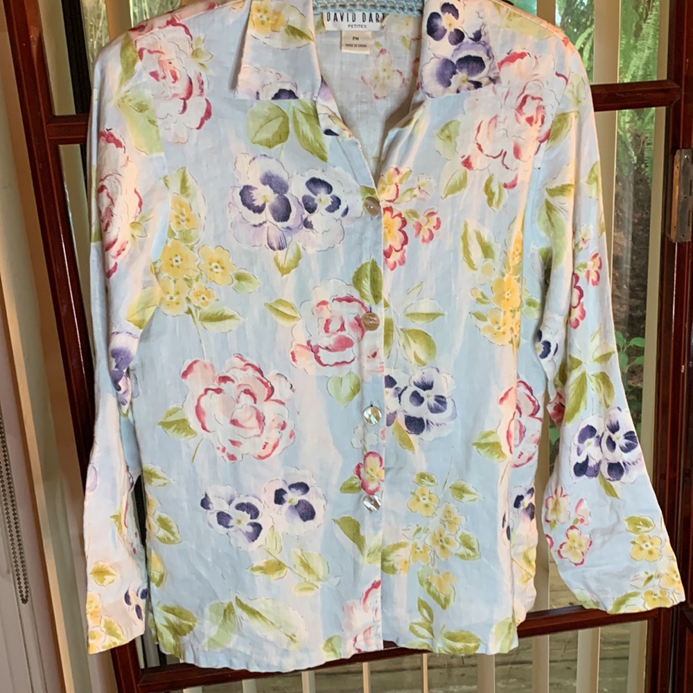 100%Linen Vintage David Dart Shirt - Gem